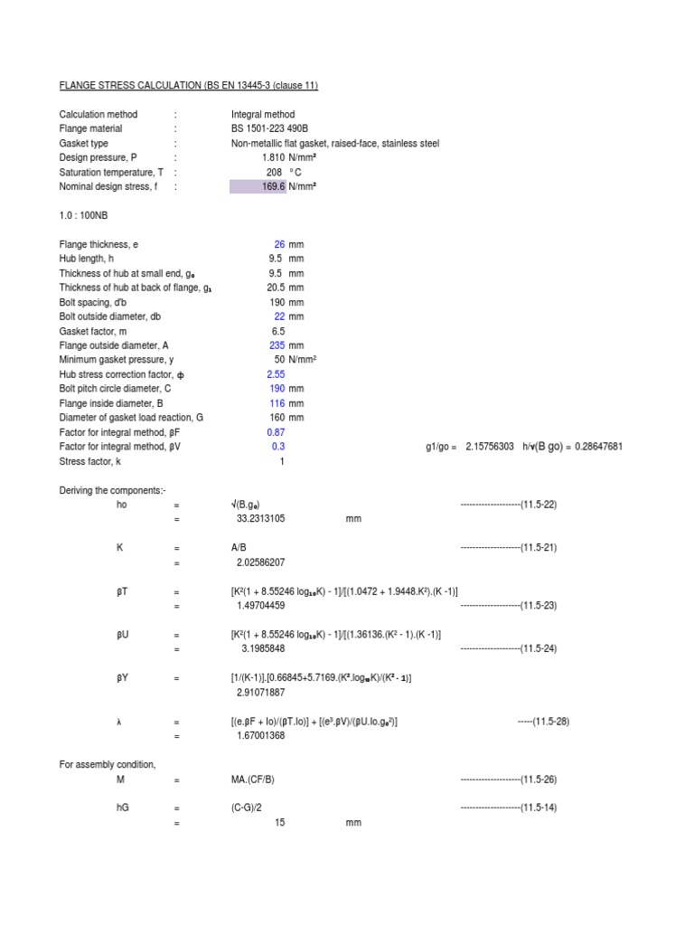 100NB Flange Calculation | Download Free PDF | Screw | Building Engineering