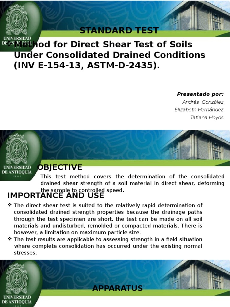 Method For Direct Shear Test of Soils Under | PDF | Strength Of ...