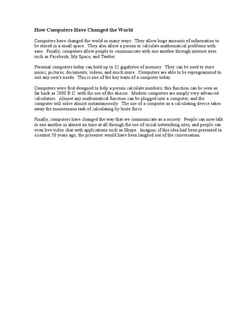 How Computers Have Changed The World | PDF