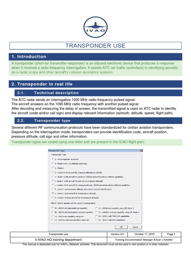 PP ADC Transponder | PDF | Transponder (Aeronautics) | Air Traffic Control