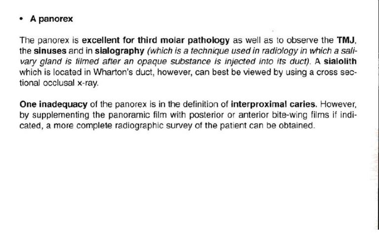 Panorex X-Ray Guide - Third Molars, TMJ, Sinuses & Sialography | PDF
