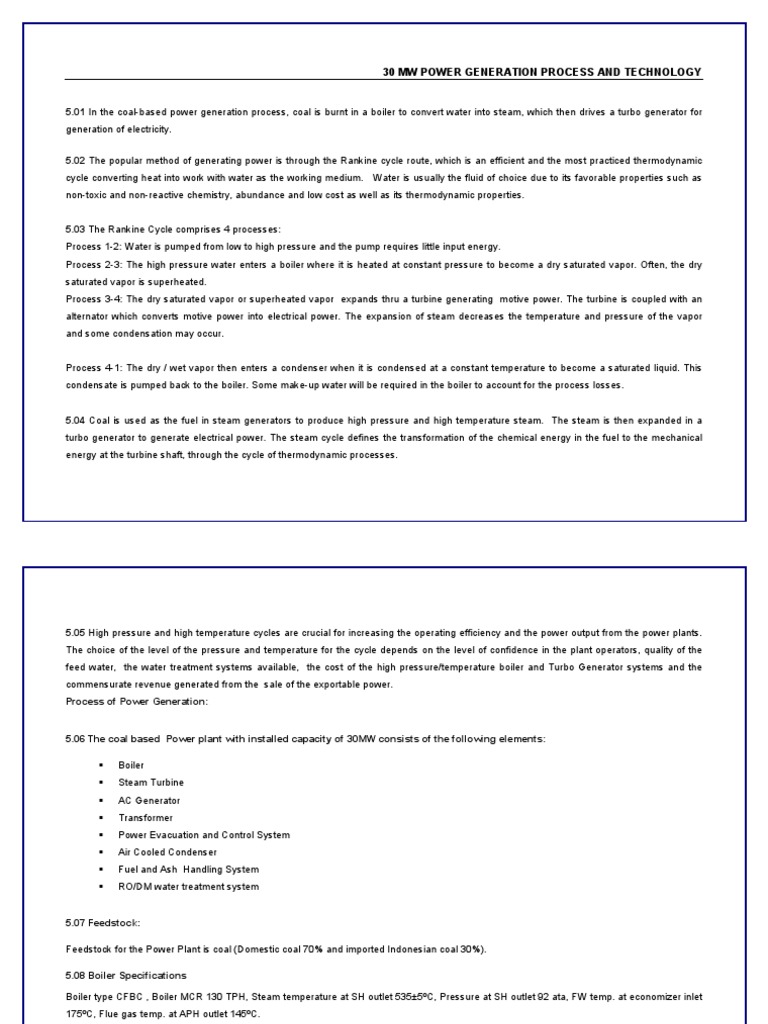 30 MW Power Generation Process | PDF | Boiler | Furnace