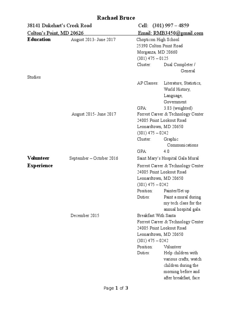 Rachael Bruce Resume Aplit Sep 2016 | PDF