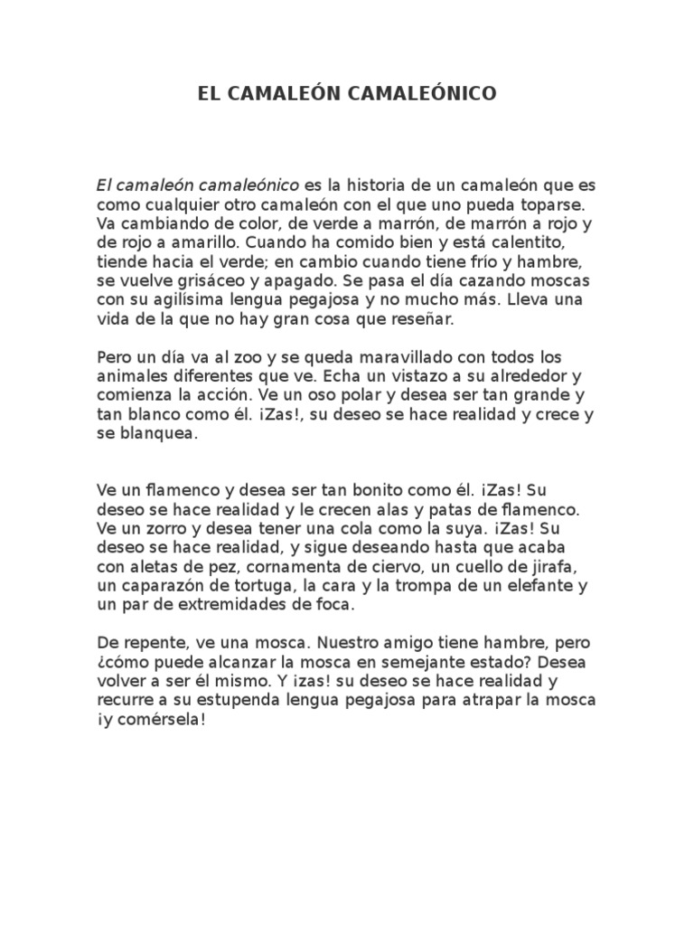 Cuento El Camaleon Camaleonico | PDF