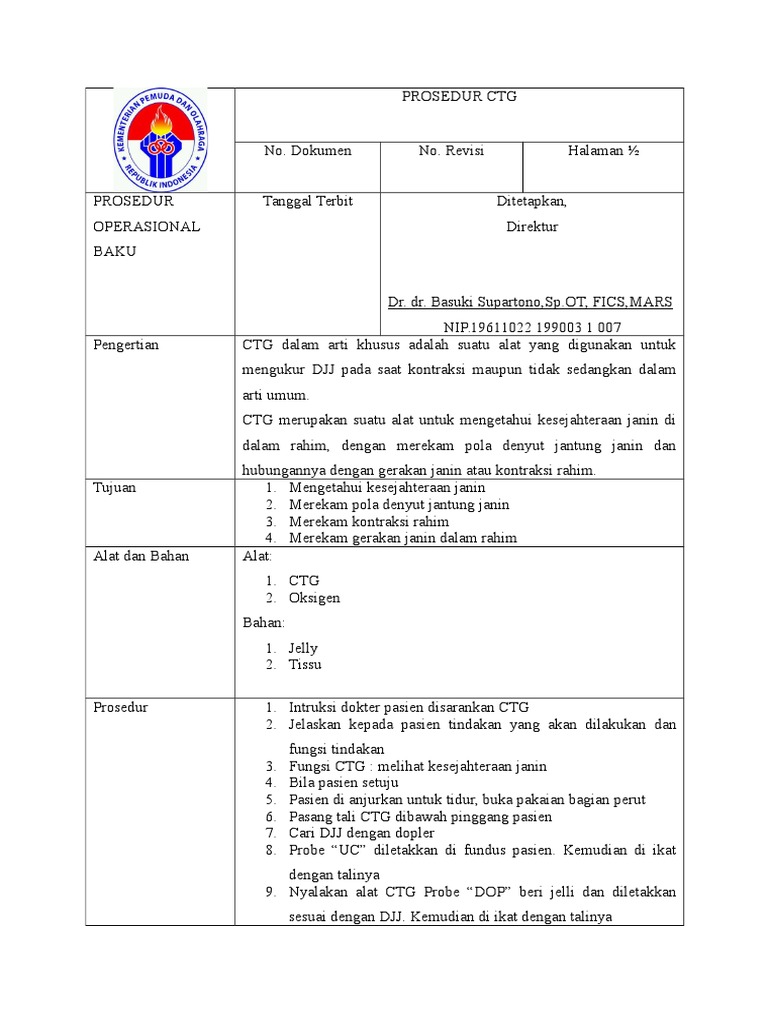 Prosedur Pemasangan CTG Janin | PDF | Sains & Matematika