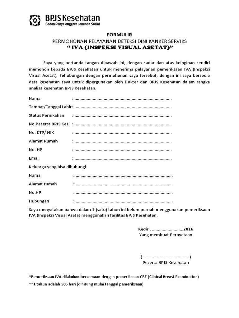 Formulir Permohonan Iva 2016 | PDF