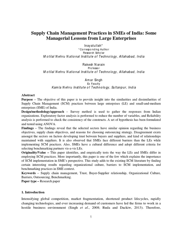 Final Paper SCM | PDF | Supply Chain Management | Factor Analysis
