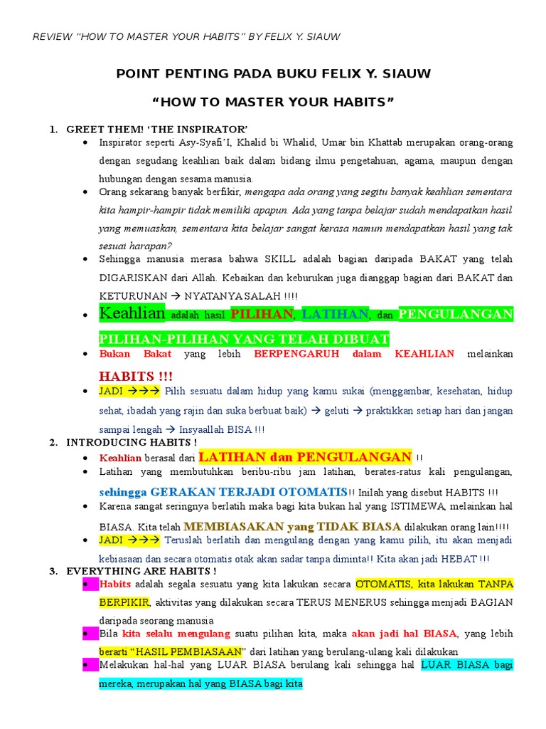 REVIEW How To Master Your Habits by Felix Y. Siauw | PDF
