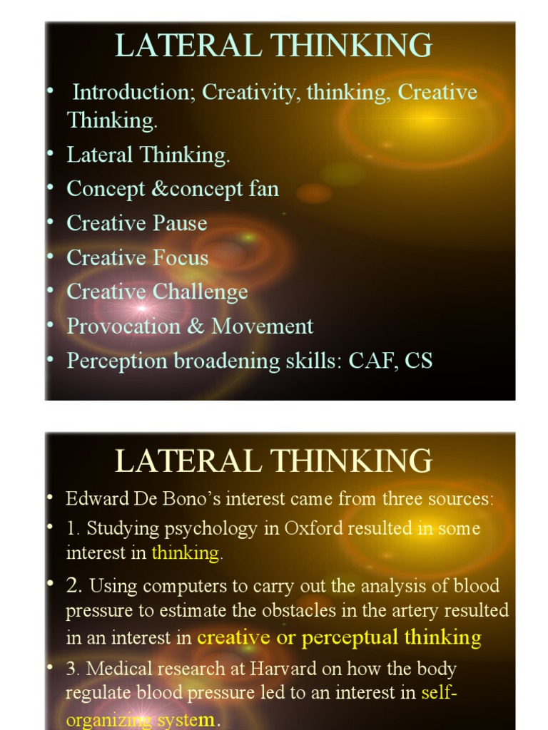 Understanding Lateral Thinking Techniques | PDF | Creativity | Thought