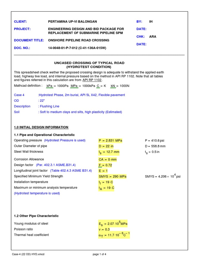 Mathcad - Case-4 (22 OD) HYD | PDF