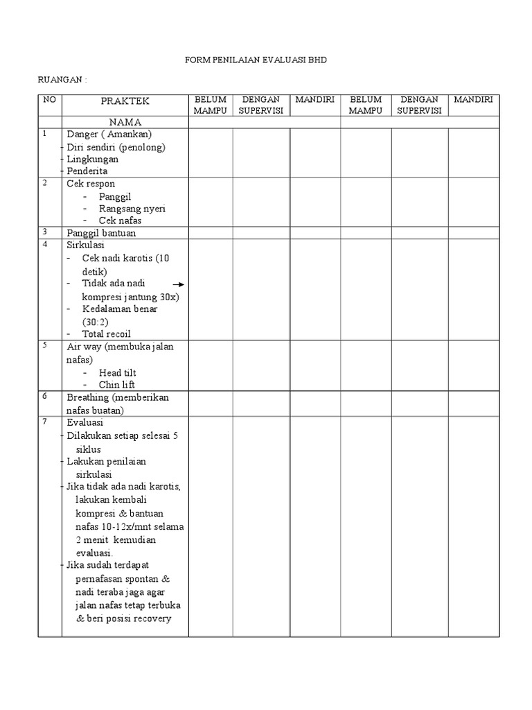 Form Penilaian Evaluasi BHD | PDF