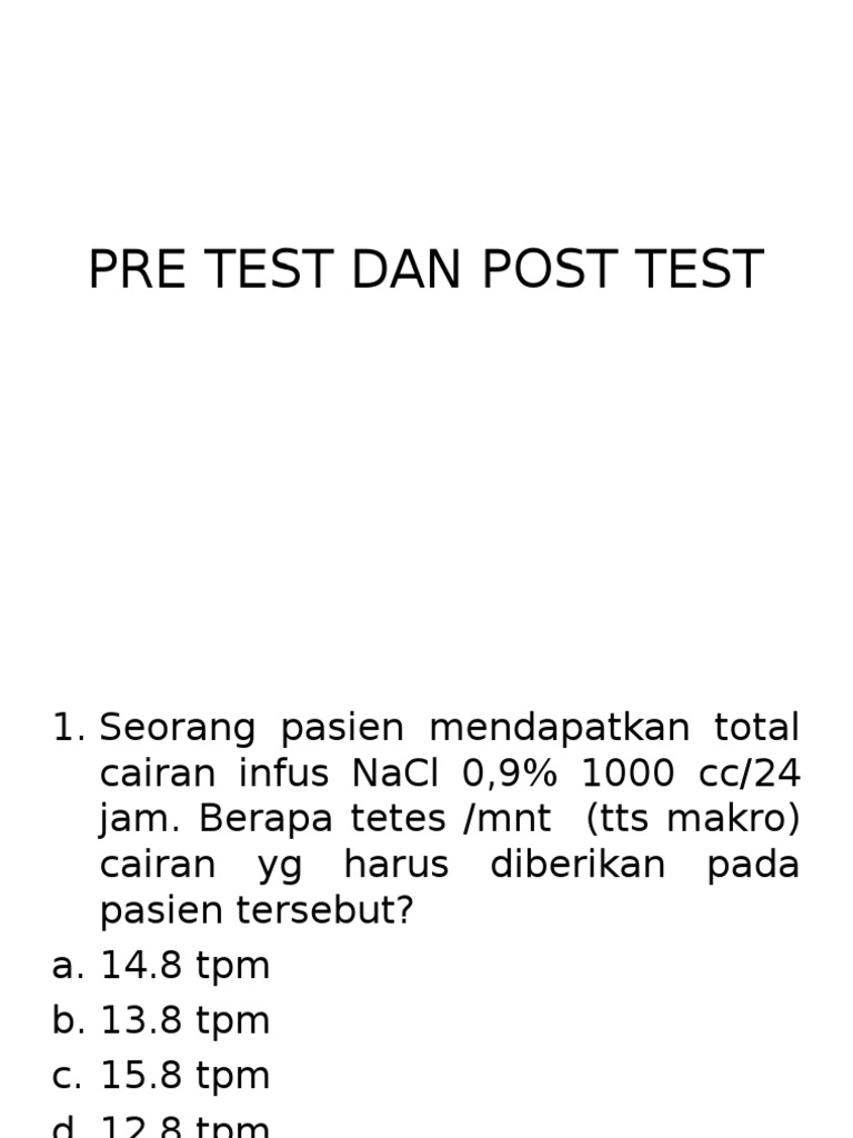 Pre Test Dan Post Test Perhitungan Obat | PDF