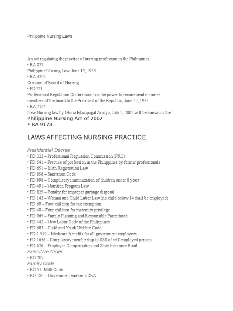 Laws Affecting Nursing Practice | Download Free PDF | Nursing ...