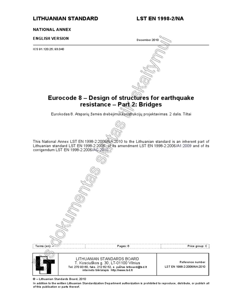 Eurocode 8 - Design of Structures For Earthquake Resistance - Part 2 ...