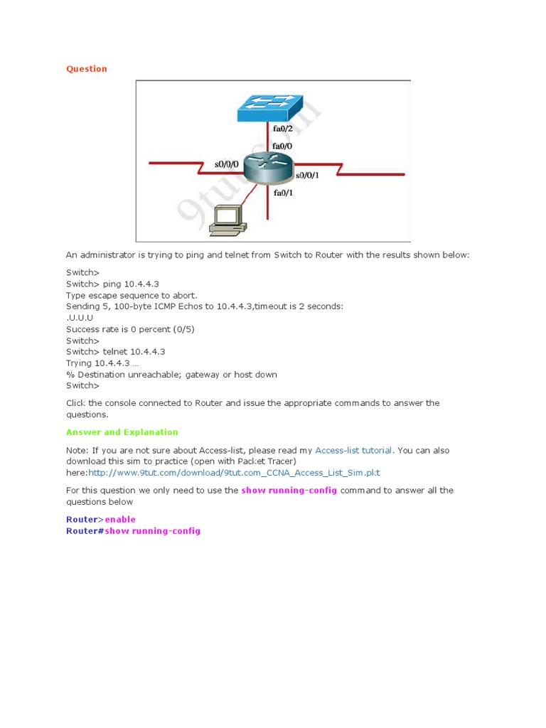 4 9tut - Com CCNA Access List Sim | PDF | Ip Address | Networks