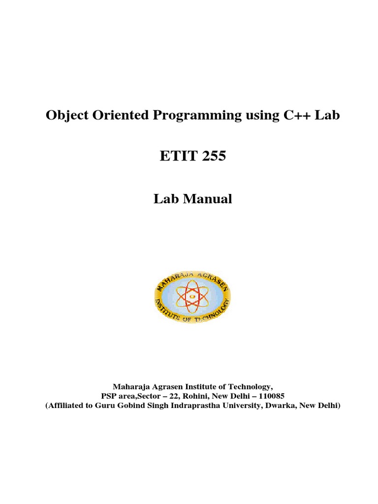 Etit 255 Object Oriented Programming Using Cpp Lab Pdf Method Computer Programming Class