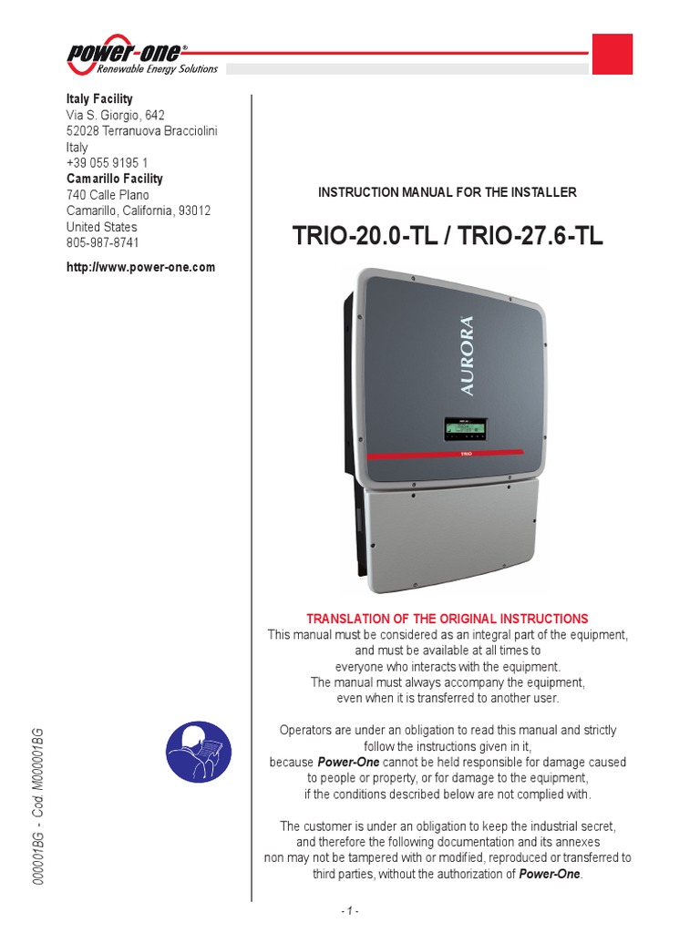 Manual Invertor TRIO 27.6 | PDF | Photovoltaic System | Photovoltaics