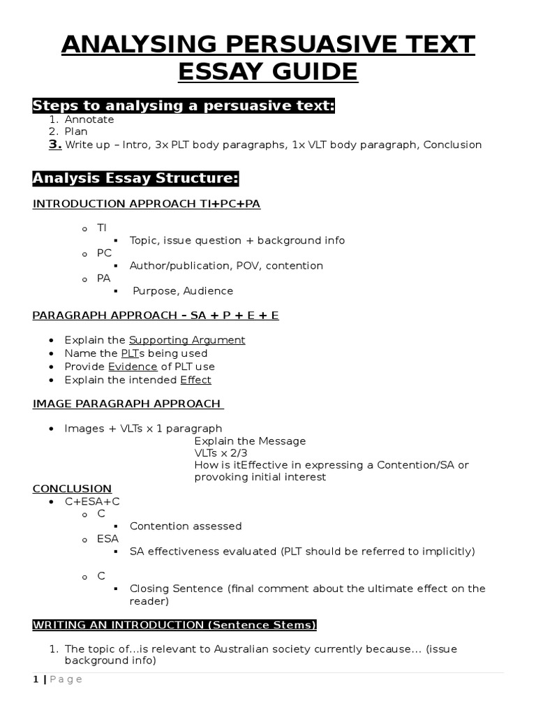 Guide to Analyzing Persuasive Texts | PDF | Persuasion | Essays