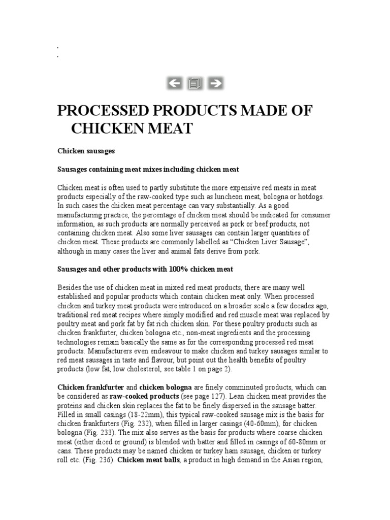 Processed Products Made of Chicken Meat: Chicken Sausages Sausages ...