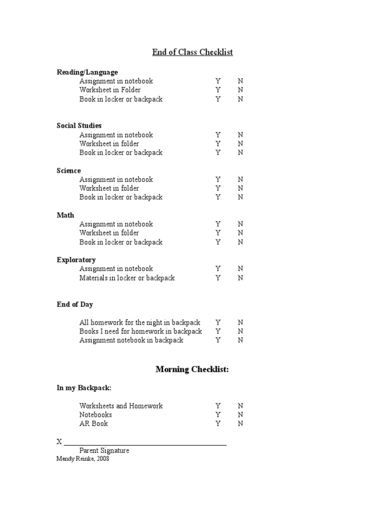 End of Class Checklist | Download Free PDF | Accounting