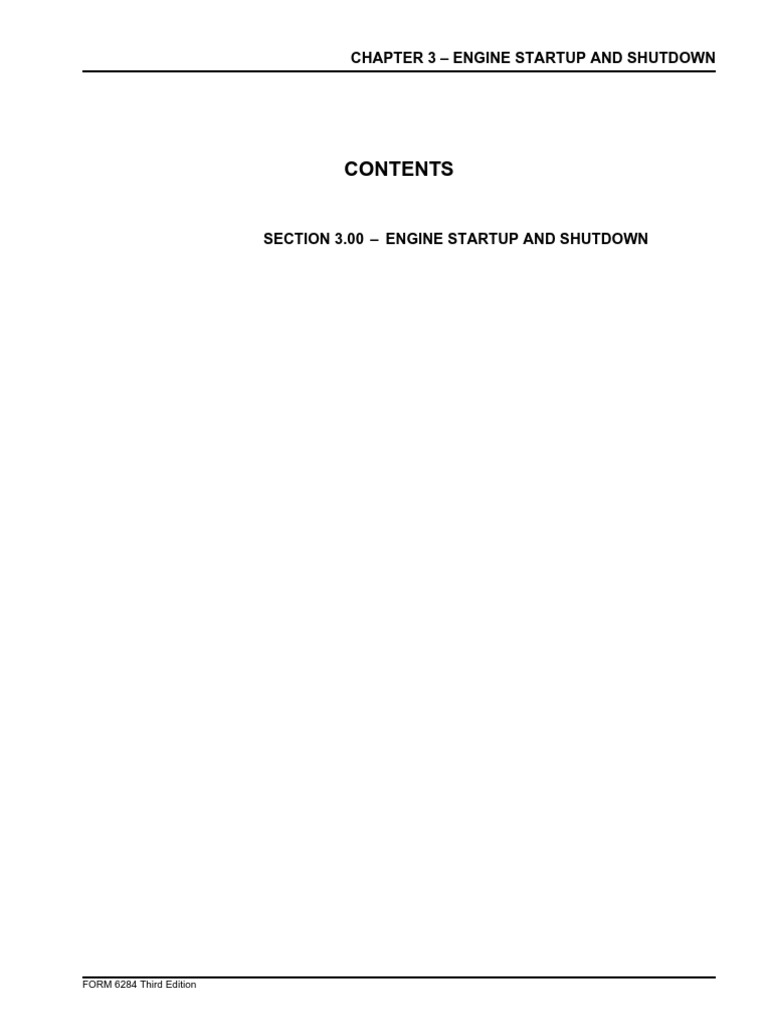 Chapter 3 - Engine Startup and Shutdown: FORM 6284 Third Edition | PDF