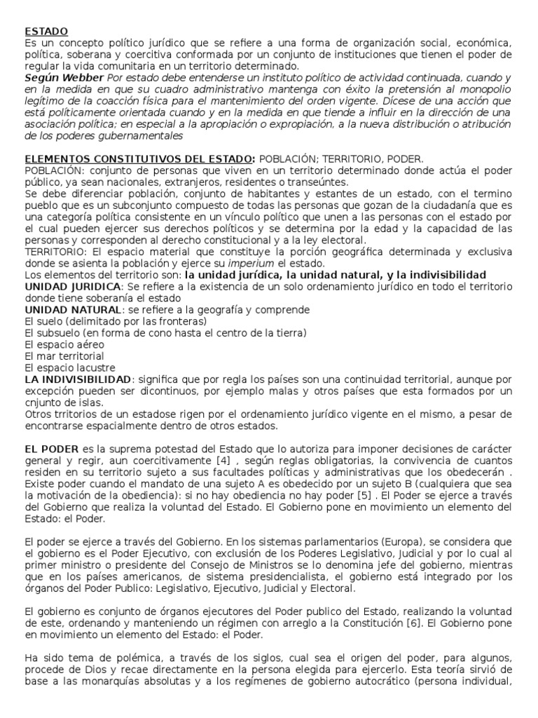 Estado, Definición, Componentes, Tipos de Estados | PDF | Confederación ...