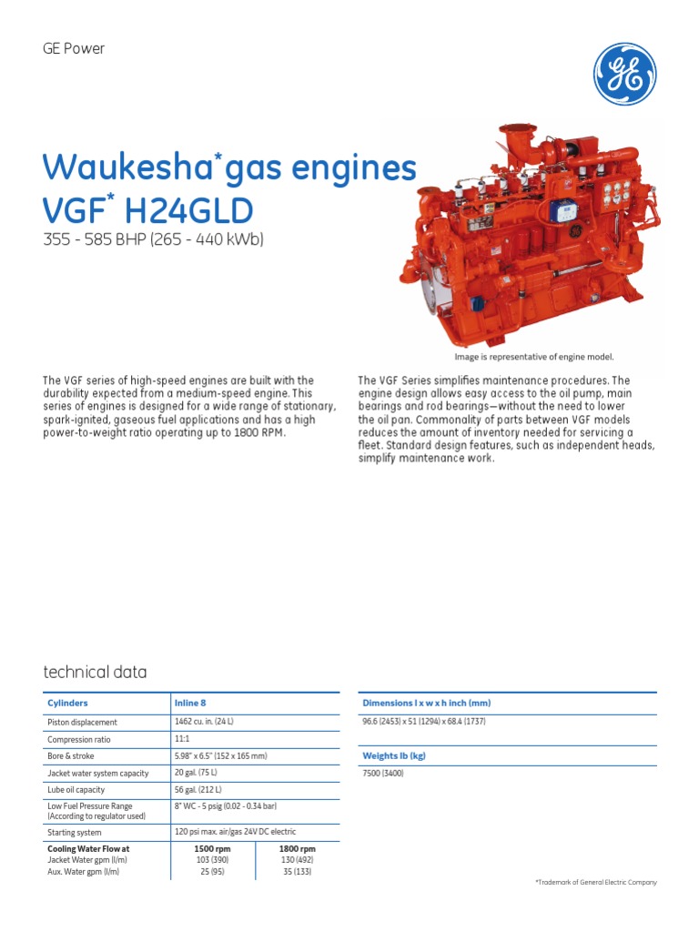 Waukesha VGF h24gld Product Sheet 1 | PDF | General Electric | Rotating ...