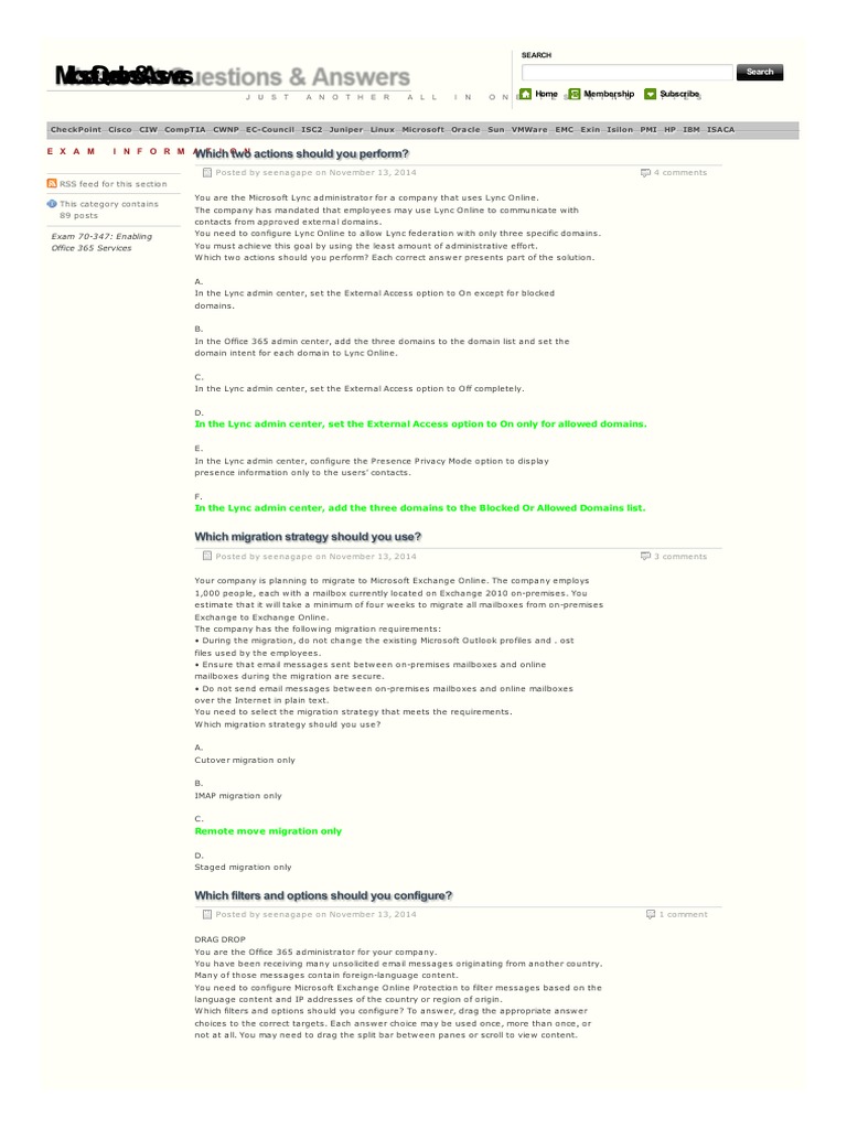 Exam 70 347 Enabling Office 365 Services PDF | PDF | Share Point | Office 365