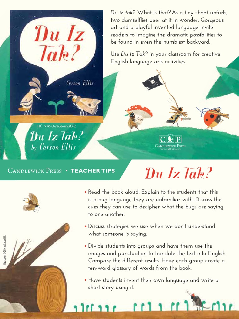 Du Iz Tak? by Carson Ellis Teacher Tip Card | PDF