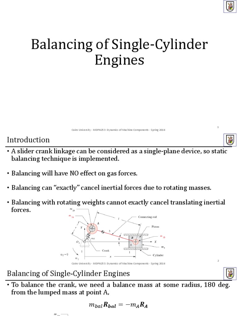 L10 - Balancing of Single-Cylinder Engines | PDF | Propulsion | Vehicle ...