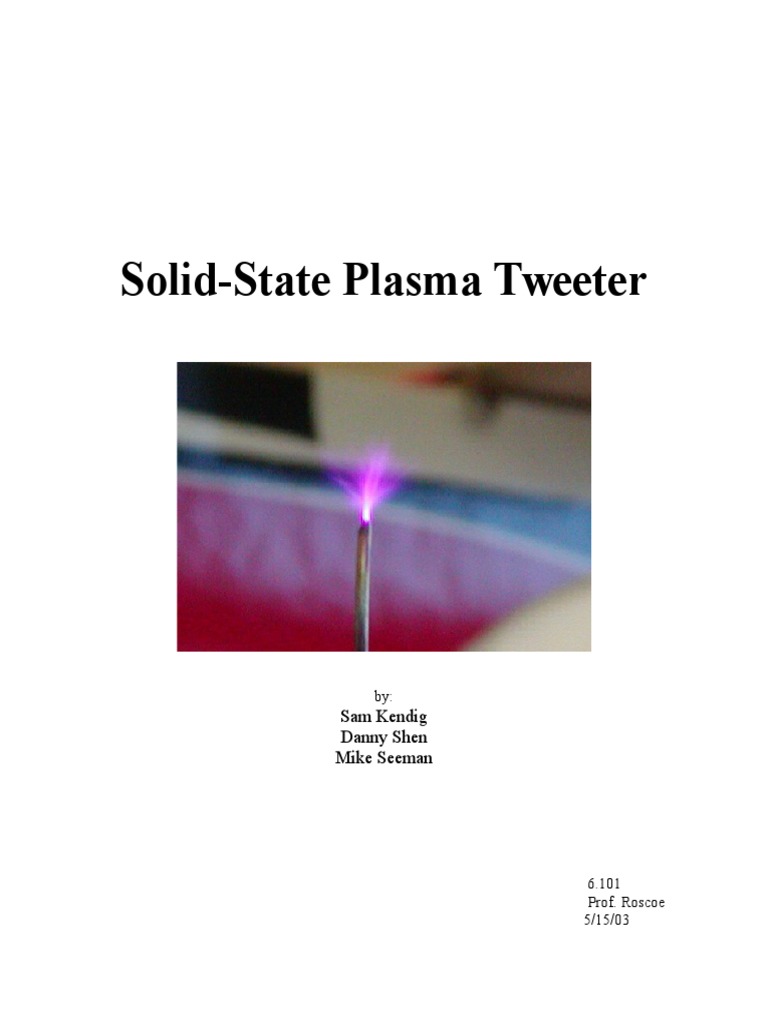 Solid-State Plasma Tweeter Design | PDF | Loudspeaker | Amplifier