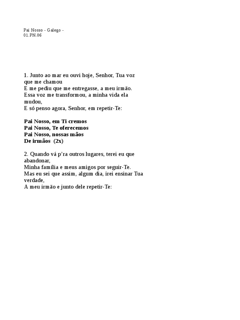 Letra Do Pai Nosso | PDF