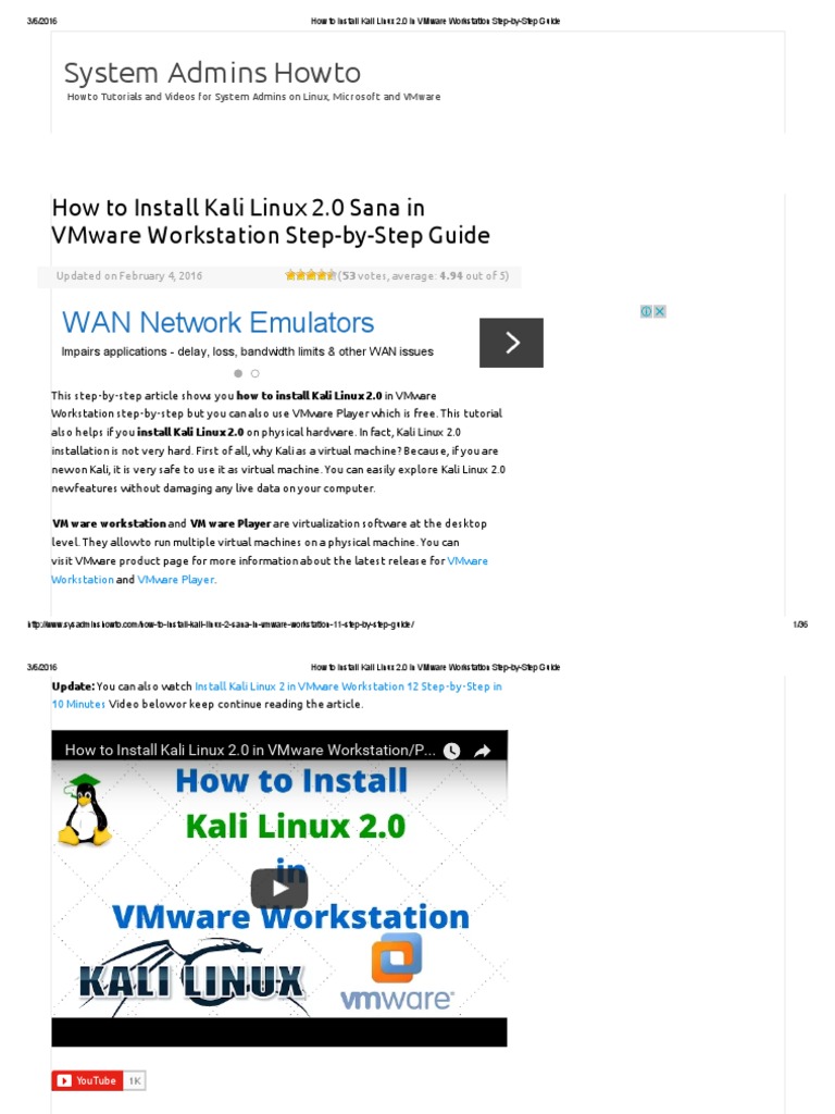 Install Kali Linux 2.0 on VMware | PDF | V Mware | Virtual Machine