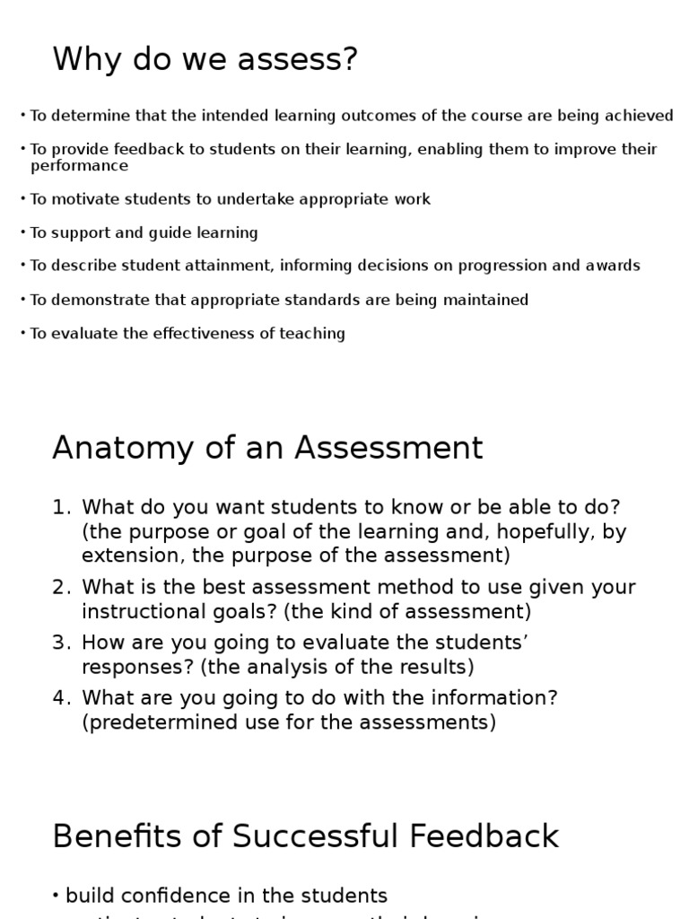Why Do We Assess | PDF | Educational Assessment | Learning