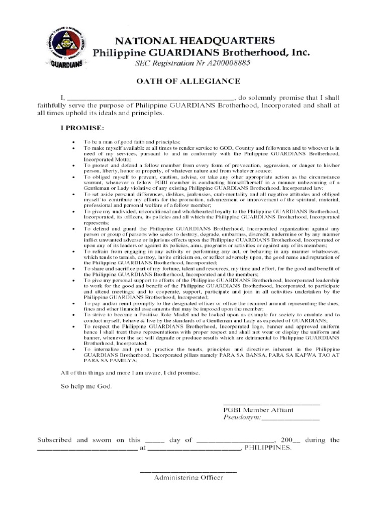 Oath of Allegiance | PDF | Business