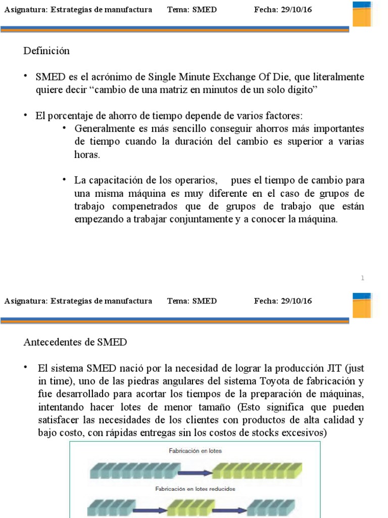 SMED | PDF | Herramientas | Calidad (comercial)