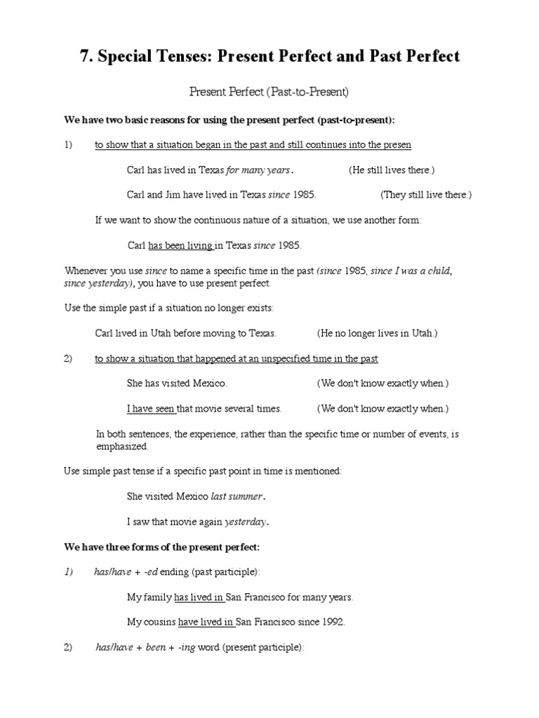 Present Past Perfect | PDF | Perfect (Grammar) | Grammatical Tense