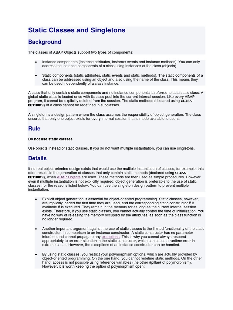 Static Classes and Singletons | PDF | Class (Computer Programming ...