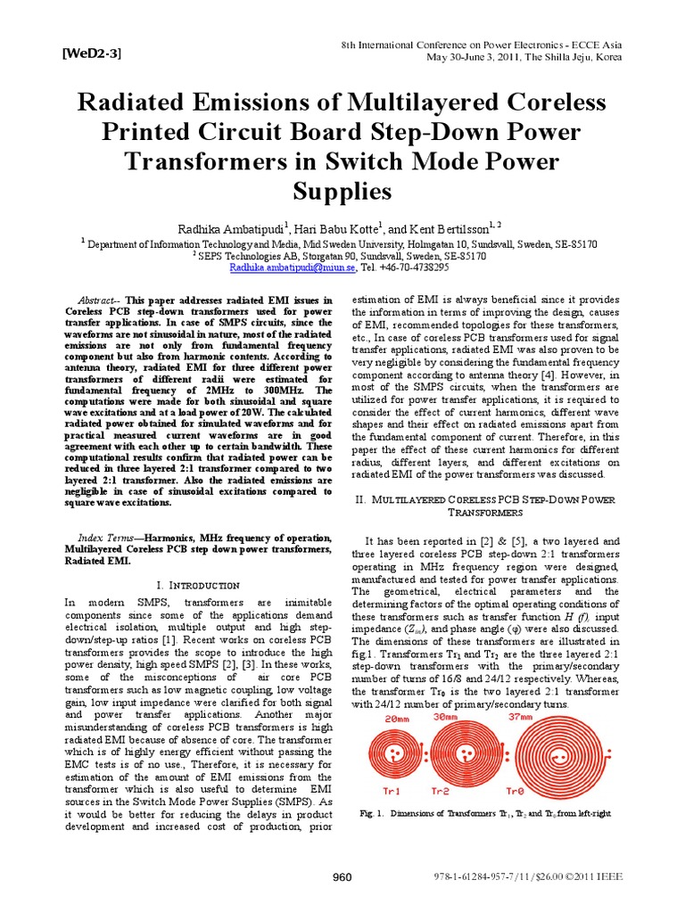 Radiated Emissions of Multilayered Coreless Planar Transformer ...