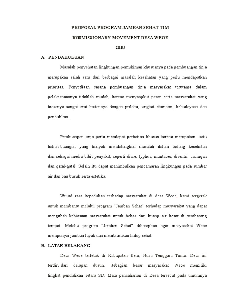 PROPOSAL Jamban Sehat Folio | PDF
