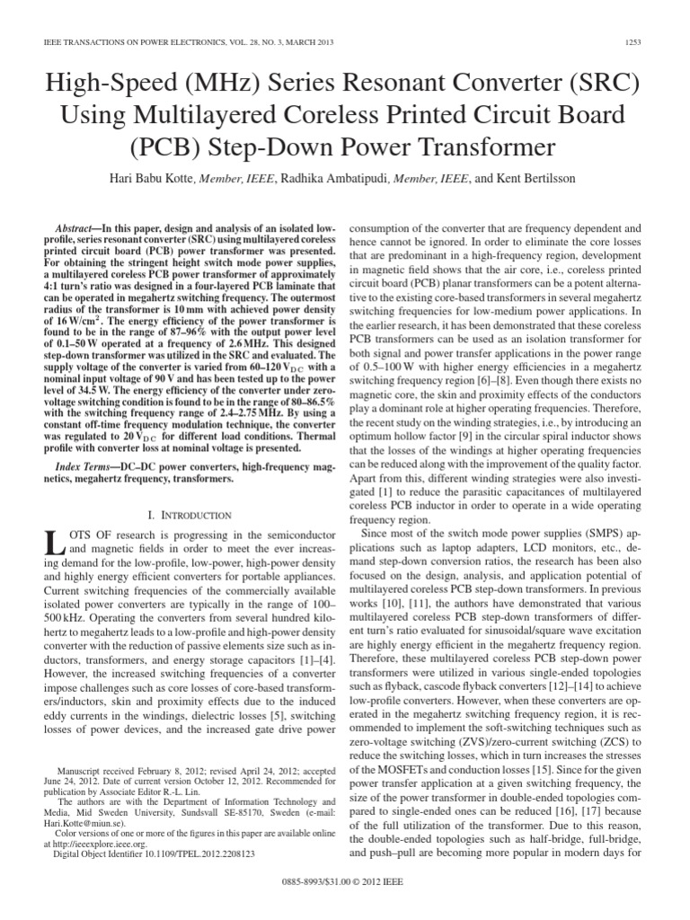 High-Speed (MHZ) Series Resonant Converter (SRC) | PDF | Transformer ...
