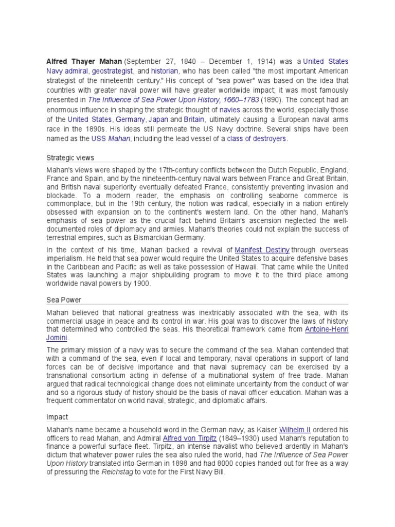 Alfred Thayer Mahan | PDF | Alfred Thayer Mahan | Imperial Japanese Navy