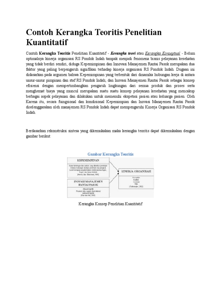Contoh Kerangka Teoritis Penelitian Kuantitatif | PDF