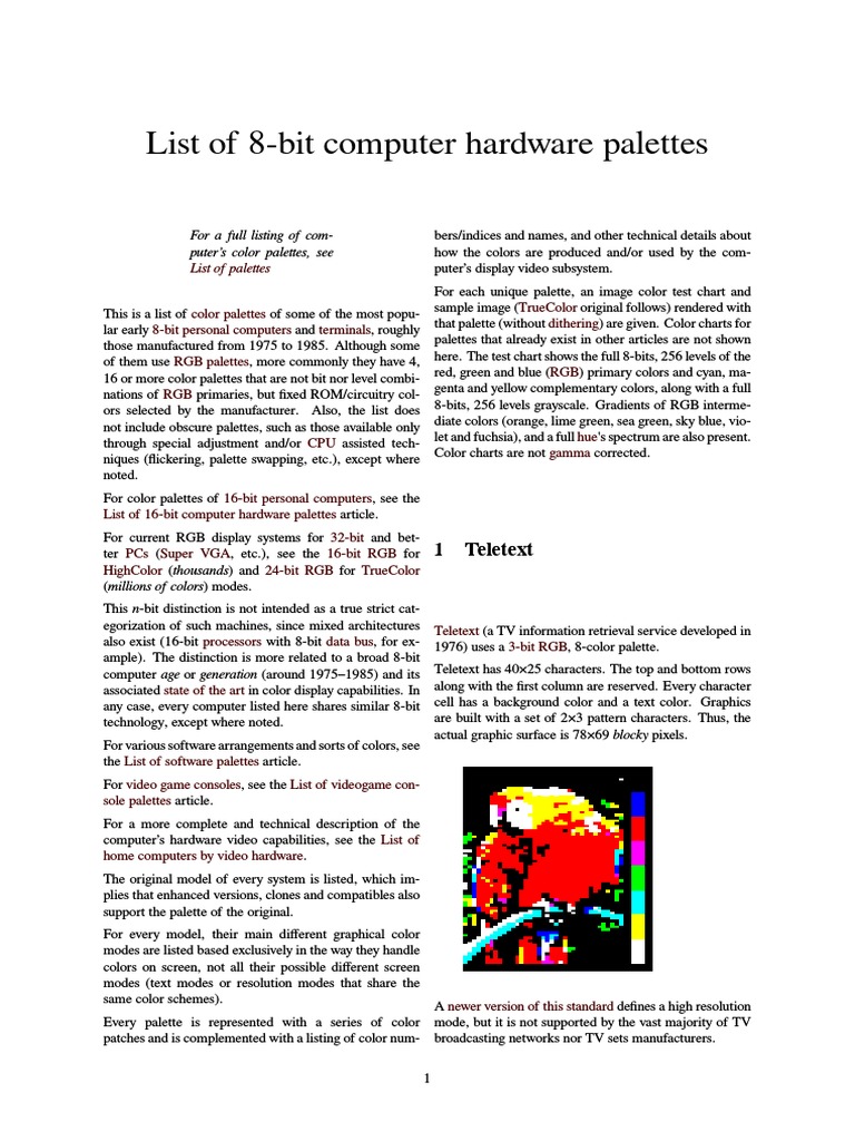 List of 8-Bit Computer Hardware Palettes | PDF | Rgb Color Model ...