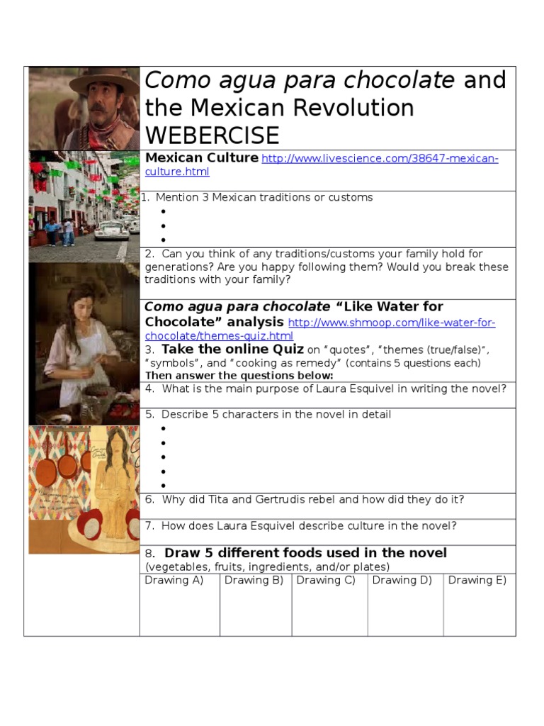 Como Agua para Chocolate and The Mexican Revolution Webercise | PDF