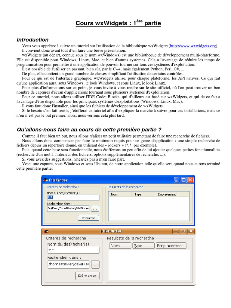 Cours Wxwidgets - 1ère Partie PDF | PDF | C (Langage de programmation) | Linux