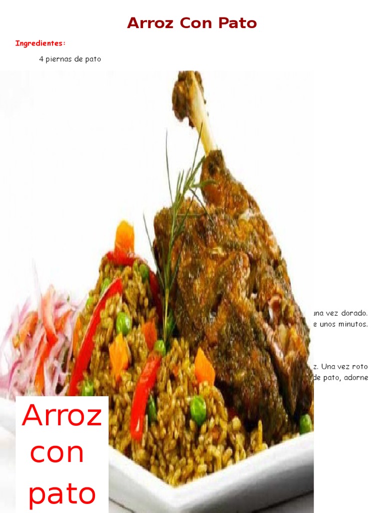 Arroz con Pato: Receta Tradicional | PDF