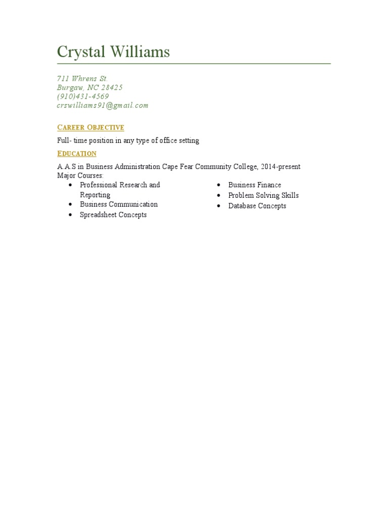 Crystal Williams - Employment Portfolio Resume | PDF