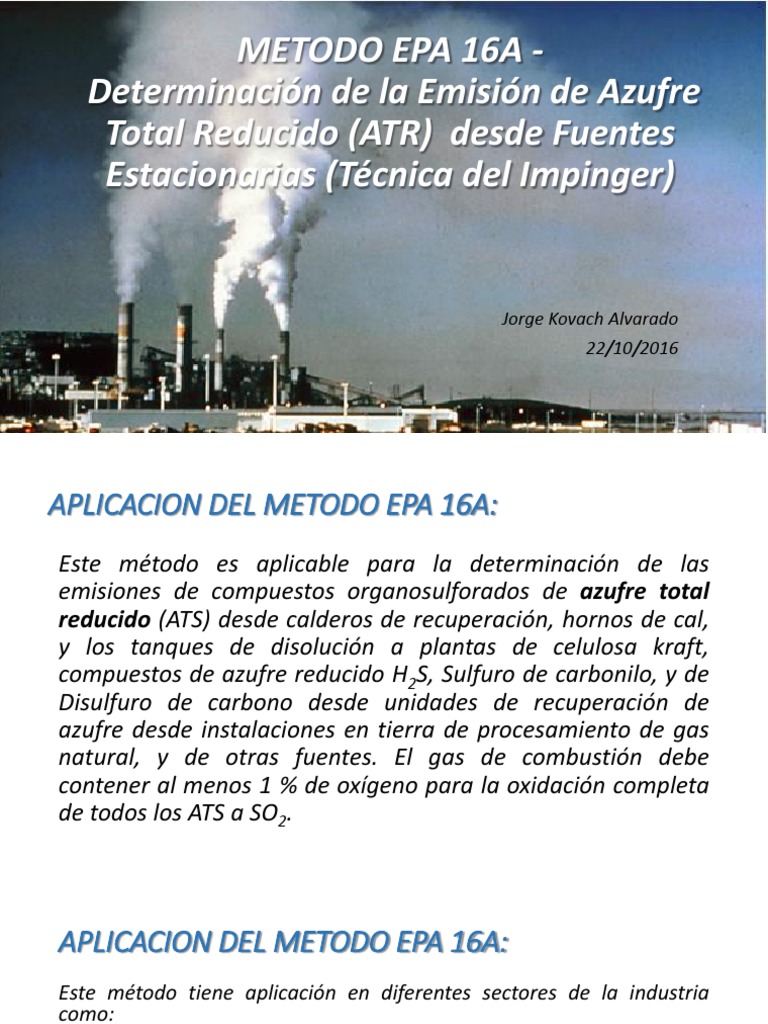 Capacitacion Metodo Epa 16a | PDF | Dióxido de azufre | Azufre