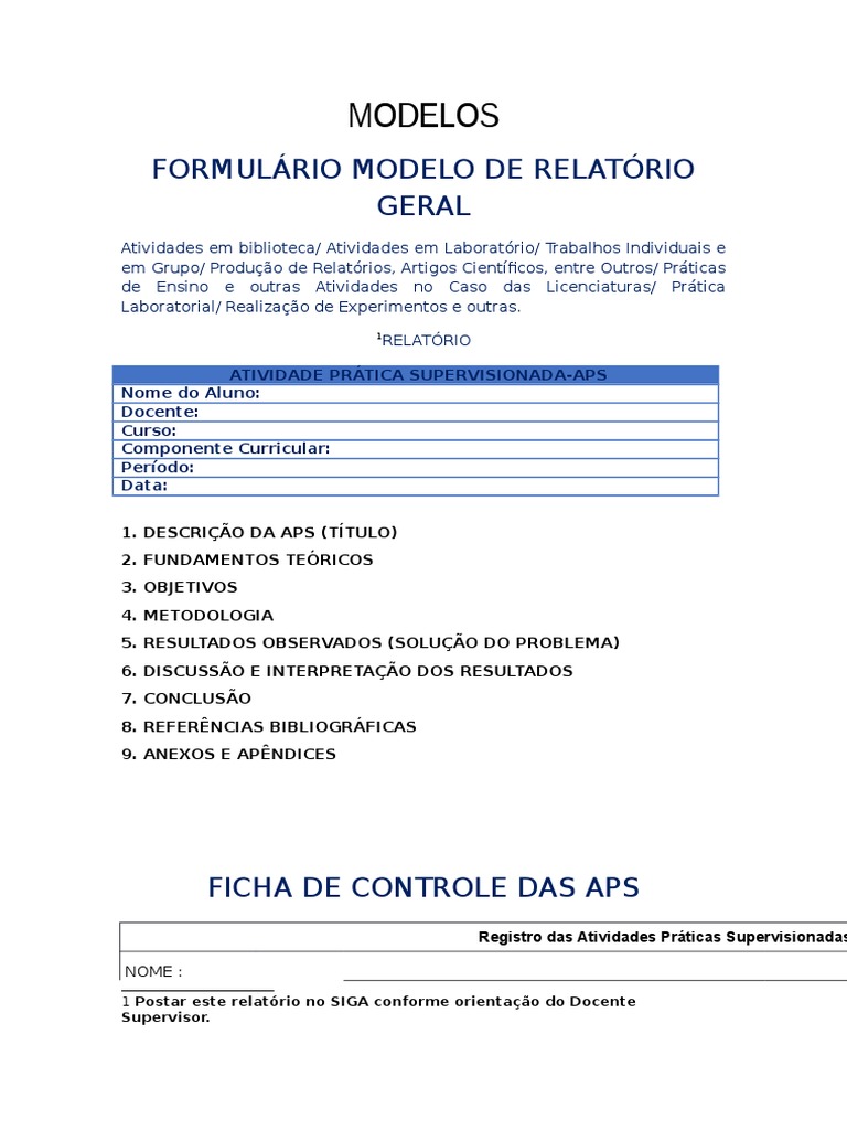 Aps Modelo | Download grátis PDF | Metodologia | Science